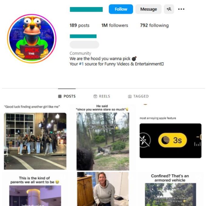 1M Memes Funny Instagram Account for Sale - SwapSocials